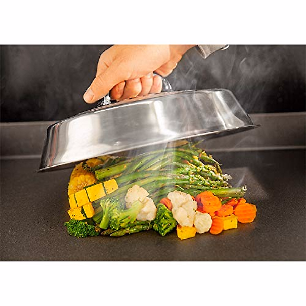 Blackstone Griddle Accessories - 12 Inch Round Basting Cover - Stainless Steel - Cheese Melting Dome and Steaming Cover - Best for Use in Flat Top Grill Cooking Indoor or Outdoor