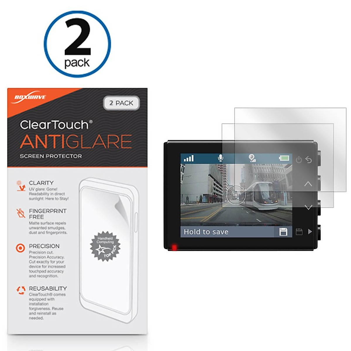 BoxWave Screen Protector Compatible With Garmin Dash Cam 55 (Screen Protector ClearTouch Anti-Glare (2-Pack), Anti-Fingerprint Matte Film Skin