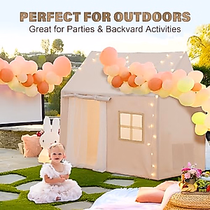 TreeBud Play Tent with Padded Mat, Pennant Banners, Star Lights - Kids Playhouse with Large Space for Indoor Outdoor, Large Play House Toys for Toddler, Boys and Girls, Side Door Roller Blind