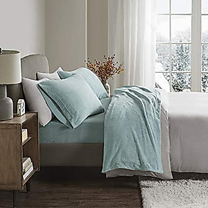True North by Sleep Philosophy Soloft Plush Bed Sheet Set, Wrinkle Resistant, Warm, Soft Fleece Sheets with 14" Deep Pocket Cold Season Cozy Bedding-Set, Matching Pillow Case, Full, Aqua, 4 Piece