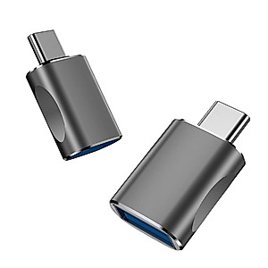 JIALUU USB C to USB Adapter [2 Pack], USB 3.0 Female to USB C Male Adapter, OTG Adapter Female Data Connector, Grey Aluminum Alloy Adaptor for Laptop, PC, Tablet, Cell Phone…