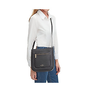 Kate Spade New York Womens Leila Leather Pebbled Crossbody Handbag Black O/S