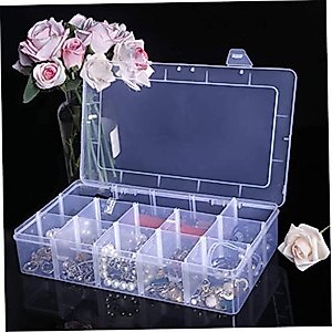 Havamoasa Jewelry Thread Box Embroidery Clear Plastic Storage Case Organizer Container with Removable Dividers-15 Grid