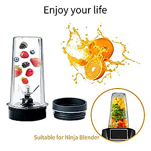 Replacement Parts for Nutri Ninja, Blender 6 Fins Blade Assembly and 2 Pack 16 oz Cup Set for BL770 BL780 BL660 Blender (3.35 inch)