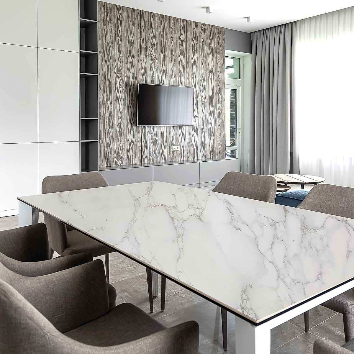 Homease 24" x 196" Wide Marble Contact Paper Granite Black/White Matt Peel and Stick Wallpaper for Cabinets Kitchen Countertops Furniture Renovation Thick Self Adhesive PVC Vinyl Film Waterproof