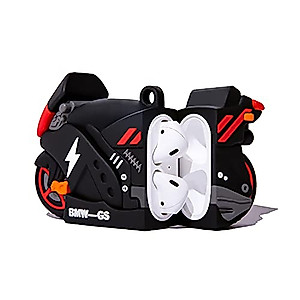 Yatchen Unique Case Compatible with AirPods Pro ,Creative Fun 3D Cartoon Motociclo Design AirPods Cover Case Cool Skin Soft Rubber Shockproof Protective Case (AirPods Pro, Red)