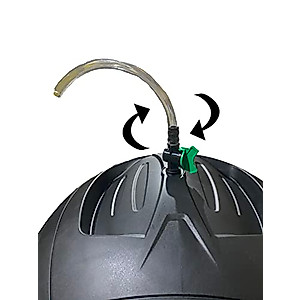 Exaco Ms. Tumbles Round Easy to Turn Compost Tumbler - 35 Gallons, Drain Hose with Cut-Off Valve, Black/Green