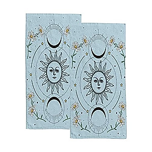 2Pack Bath Towels 2Pack Absorbent Soft Hand Towels Celestial Sun Daisy Beach Towel Bathroom Fingertip Towels Microfiber Washcloth Swimming Shower Gym Spa Towel 30X15 Inch
