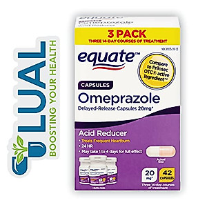 Omeprazole Delayed-Release Capsules, 20 mg. Includes Luall Fridge Magnet + Equate Omeprazole Delayed Release Tablets 20 mg (Capsules, 42)