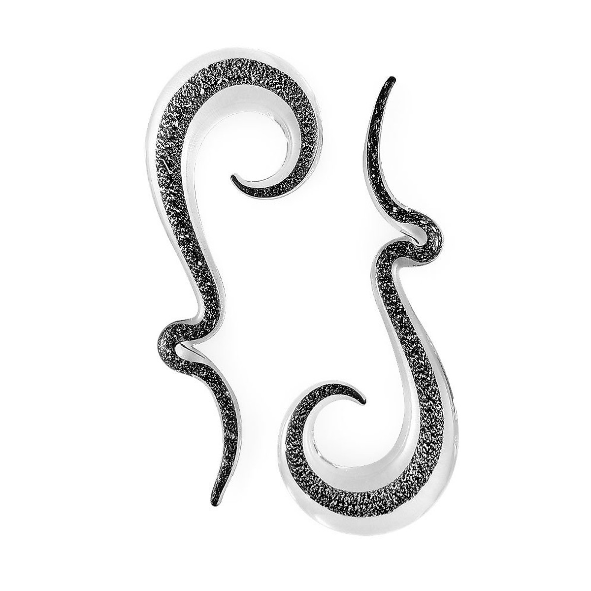 Scrap Metal 23 Pair Silver Glitter Glass Kinky Drop 6g 6 Gauge 4mm