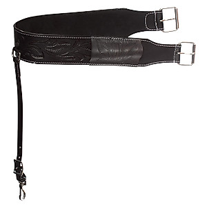 Acerugs BLACK WESTERN LEATHER SADDLE BACK CINCH FLANK GIRTH REAR GIRTH TOOLED (Standard)
