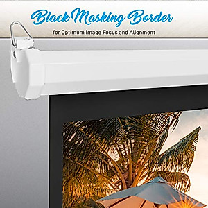 Pyle Manual Pull Down Projector Screen - Universal 100-inch Roll-Down Pull-Down Retractable Manual Projection Screen w/ Auto-Locking, Adjustable Screen Height, Black Masking Border -Home PRJSM1006