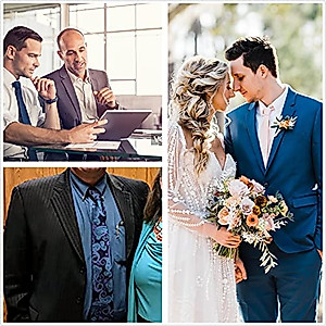 HISDERN Ties for Men Purple Paisley Mens Tie and Pocket Square Blue Woven Classic Business Mens Necktie Handkerchief for Wedding Party