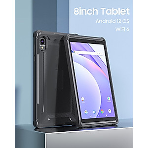 Tablet 8 inch, Android 12 Tablet Pc with Case and Glass, 32GB ROM Support 512GB Expand, Wi-Fi 6 Tablets Computer, 1280x800 Resolution HD Touch Screen, 2+8MP Dual Camera, Google GMS Certified Tab