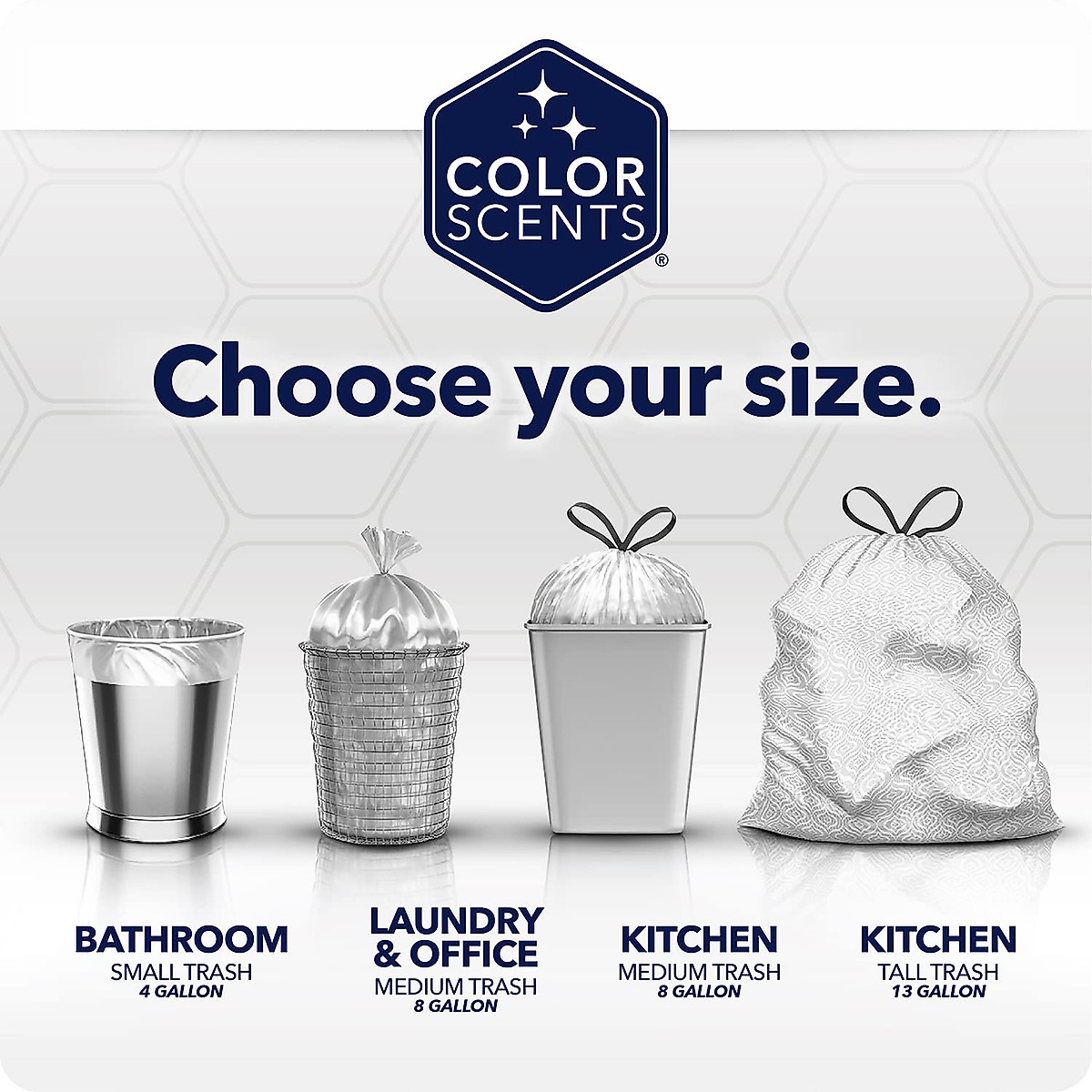 Color Scents Small Trash Bags - 4 Gallon, 80 Bags (1 Pack of 80 Count), Twist Tie - Lavender Bag in Lavender Scent with Microban