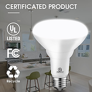 E ENERGETIC LIGHTING 12 Pack LED Recessed Light Bulbs BR30, 1500LM, Dimmable, Warm White 3000K, 105W Equivalent, Indoor Flood Lights for Recessed Cans, UL Listed