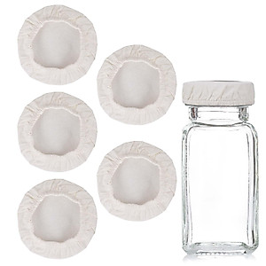Jeffdad 5 Pack Pure Cotton Sourdough Jar Cover, Elastic Cloth Jar Covers Reusable Bread Proofing Starter Jar Cloth Covers Unbleached, Chemical-Free for Suitable for fits 3-4 inch bowl and Jar mouth