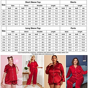 SWOMOG Women’s Pajama Long Sleeve Sleepwear Two Piece Pajamas Set Soft Pj Lounge Sets Red