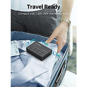 USB Charger Station,Powstick 8 Ports Charging Hub 60W/12A, Included 3 Mixed Cables,Desktop Compact Multi Port USB Charger Compatible Phone, iPad Tablet and Multiple Device(5ft Detachable Cord,Black)