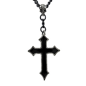 Alchemy Gothic Black Enamel Osbourne`s Cross Necklace