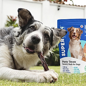 SUPER CAN BULLYSTICKS 2lb Mega Mix Natural Dog Chews Variety - Pig Ears, Cow Ears, Beef Lung, Liver, Trachea - Healthy Treats Small Medium Large Dogs - Long Lasting Bully & Gullet Sticks