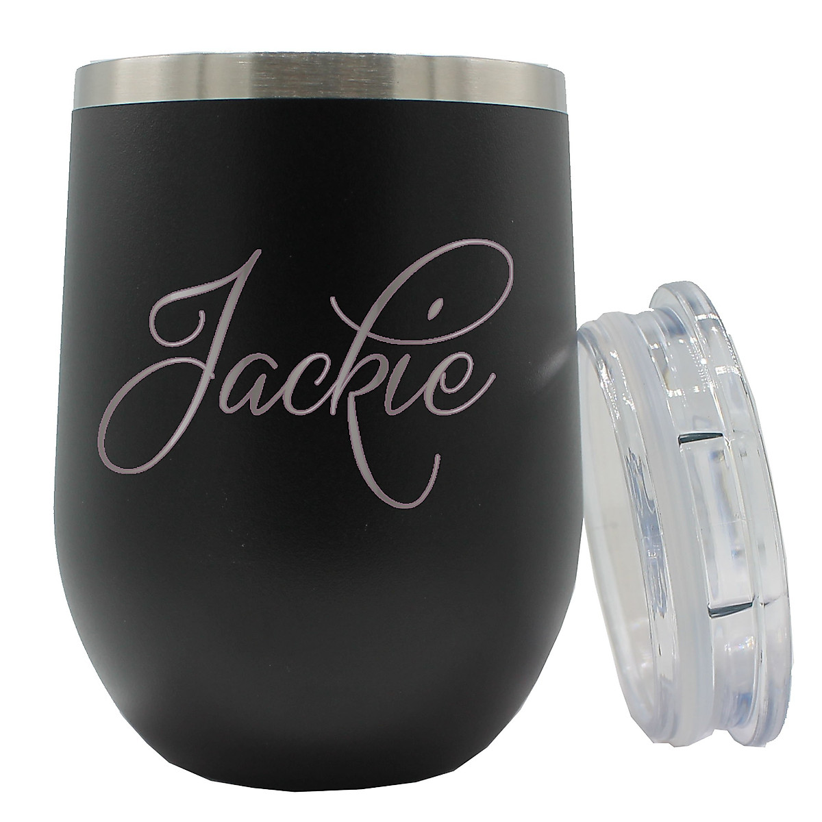 The Wedding Party Store Personalized 12 oz Insulated Stemless Wine Tumbler - Custom Engraved and Monogrammed (Black)