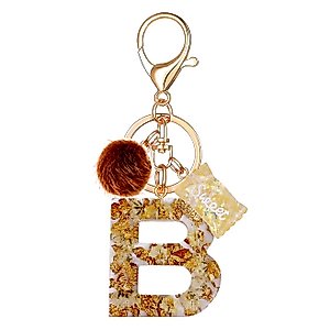 SELOVO Capital B Keychain Letter Alphabet Charm Key Ring for Handbag