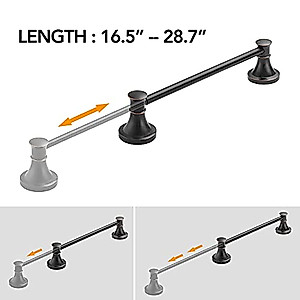 BESy Adjustable Bronze 16.5 to 28.7 Inch Bath Towel Bar Rack for Bathroom Towel Holder, Wall Mounted Towel Bar Rod Hanger Bathroom Hardware Accessories Hotel Style, Stainless Steel, Oil Rubbed Bronze