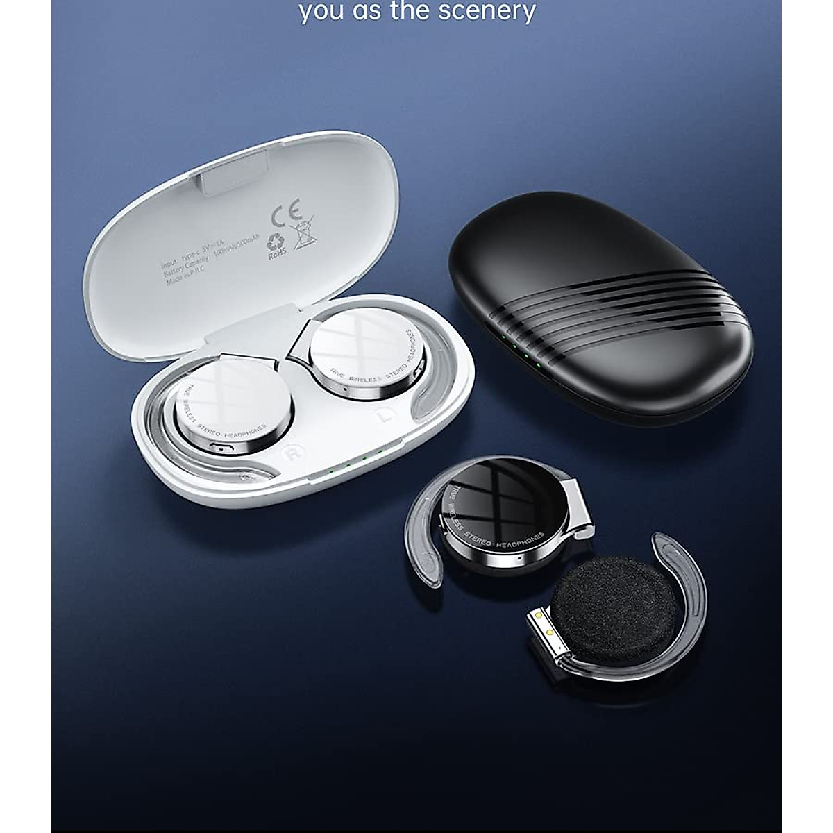 AilRabbit Wireless Earphones, Bluetooth 5.2 Bluetooth Earbuds with Microphone, Enc Dual Microphone Noise Reduction HD Call Night Light Bluetooth Headset