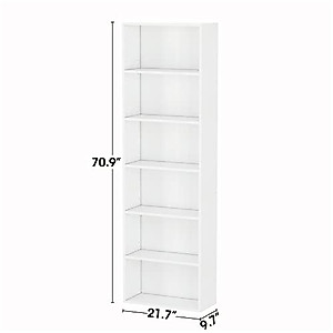 WAHEY Bookcase, 6-Tier Adjustable Open Storage Shelf Display Bookshelf, HOFB004