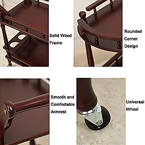 ZHIVIQ Two Tier Solid Wood Trolley Kitchen Trolley Wine Rack Trolley(Color:White)