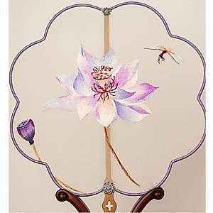 HangErFeng Silk Double-sided Hand made Embroidered Fans Classical Hanfu Accessories Chinese Fan Flower 33