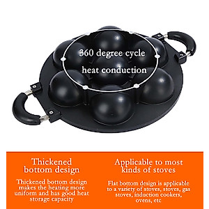 Heaunzy Japan large aperture takoyaki pan,cake mold baking pan,making masa (rice pancake),fry eggs,Poffertjes pan,Appam pan,Banh khot pan,Masa pan,cupcake pan,takoyaki maker,Nonstick,0.95kg(7 Hole)