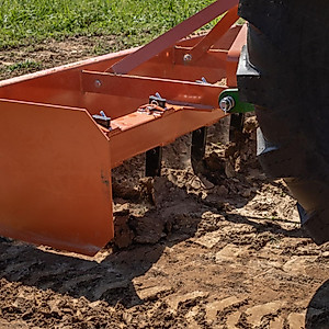 Titan Attachments 3 Point 7FT Rear Box Blade Scraper Grader, Category 0 and 1 Hitch Tractor Attachment, 7 Scarifier Teeth, Reversible Cutting Edge