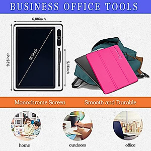10 inch LCD Writing Tablet Electronic Writing Notebook with PU Protective Cover Erasable Drawing Pad Gift for Kids Adults at Home School Office(Black
