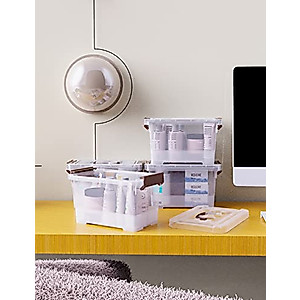 WYT 4 Quart Clear Storage Latch Bins, 4 Pack Clear Stackable Storage Organizer Box with Brown Latching Handle and Lid