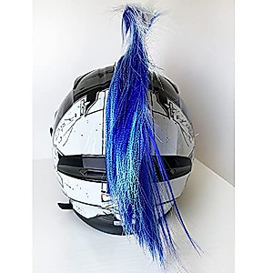 3T-SISTER Helmet Mohawk Hawk Cosplay Wig Helmet Accessory for Motorcycle Bicycle Ski Helmets Real Hair Decorations (Helmet not Included) (Blue)