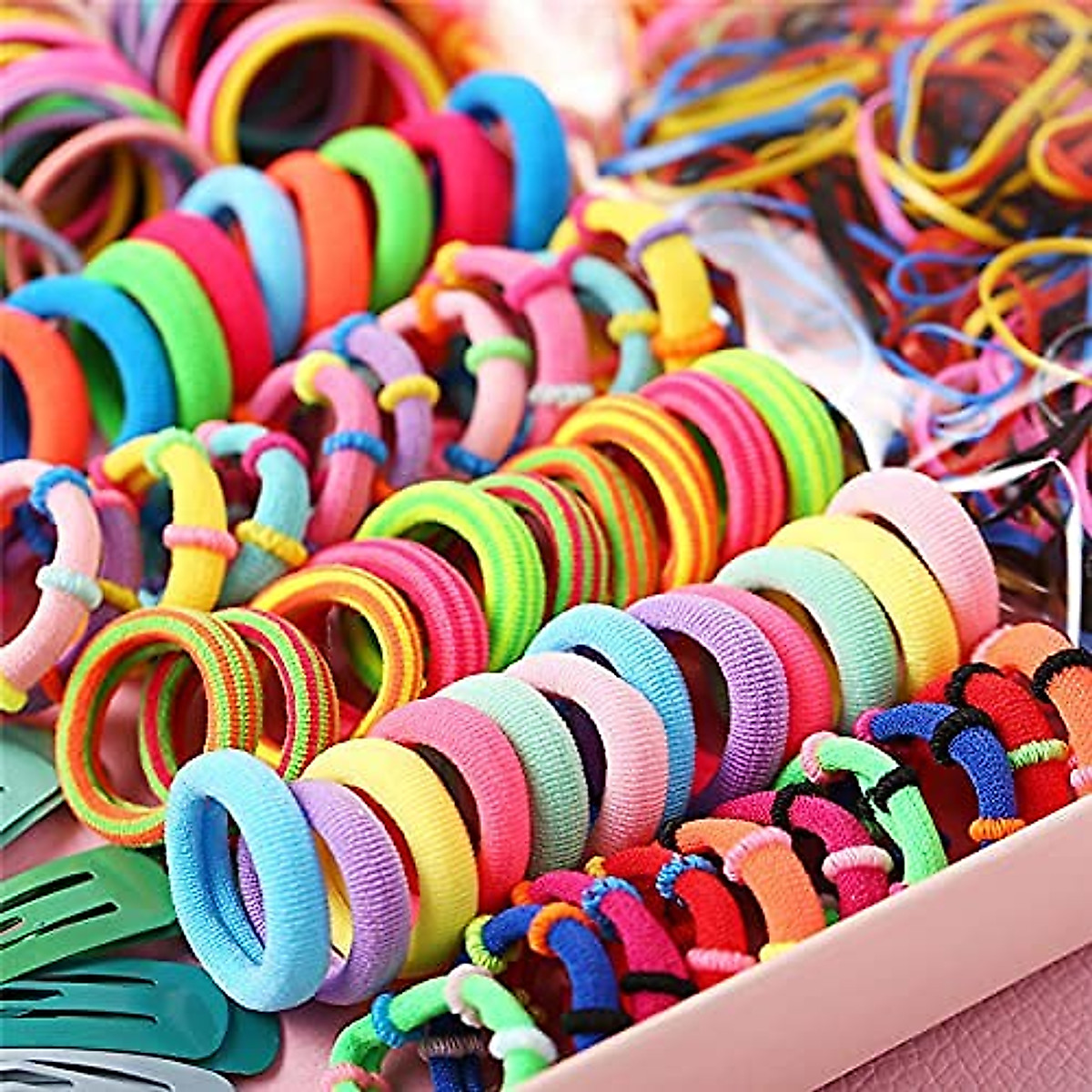 Hair Accessories for Girls, Girls Accessories, Ties Women Elastic Bands Ponytail Holders Rubber Barettes Ropes Girs (780PCS), red, blue, green, pink, black, purple, yellow, orange