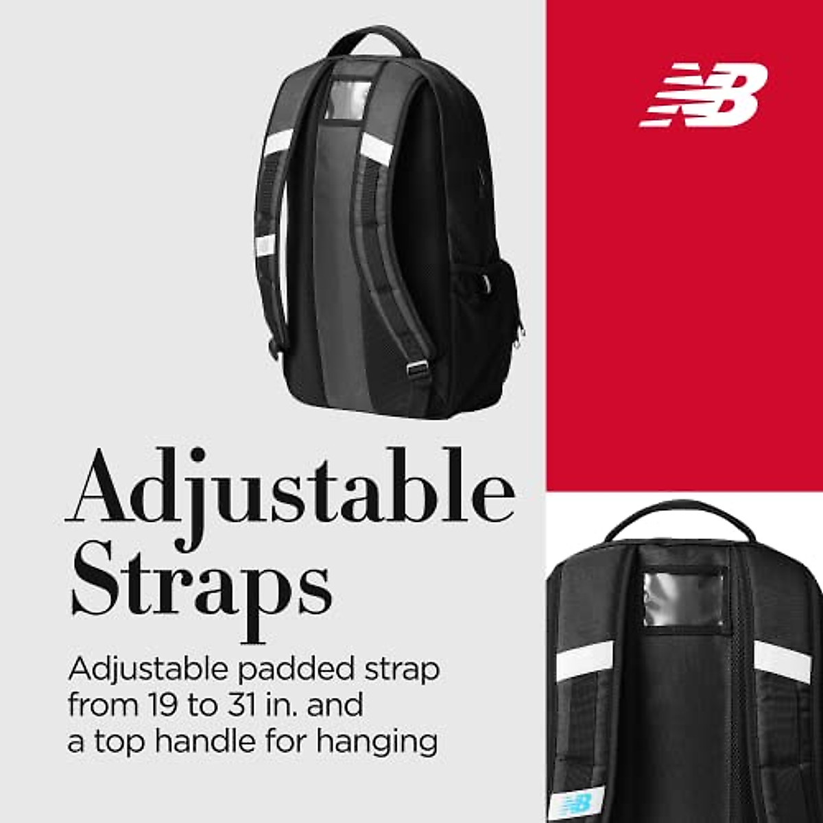 Concept One New Balance Laptop Backpack, Team Travel Sports Gym Bag for Men and Women, Black, 18 Inch