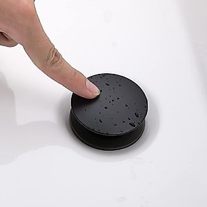 Matte Black ABS Pop Up Sink Drain with Overflow for Bathroom Vessel Sink Lavatory Vanity Bathroom Sink Drains-Easy Installation- Leakage Proofing, Amatte Black