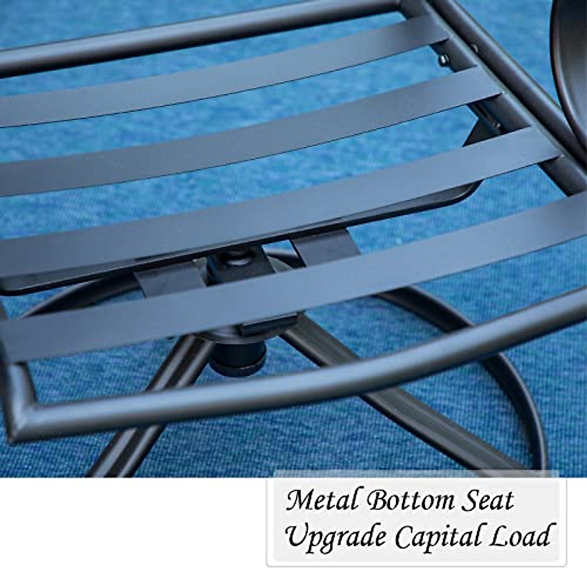 MFSTUDIO 7 PCS Patio Furniture Set with 1 Hand Painting Wood-Like Table and 6 Heavy Duty Metal Chair for Backyard