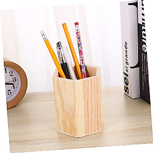SEWACC 8 pcs Hexagon Compartments Organizers Multi Planter Toothbrush Color Holder Tube Wood Unpainted Unfinished Bedroom DIY Stand Stationery Crafts Pot Cosmetic Vase