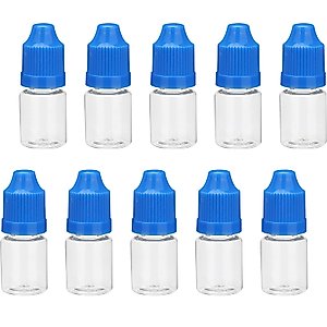 Newzoll 5 ml Empty Plastic Dropper Clear Bottles e-juice E-Liquid Childproof 10PCS Blue Cap
