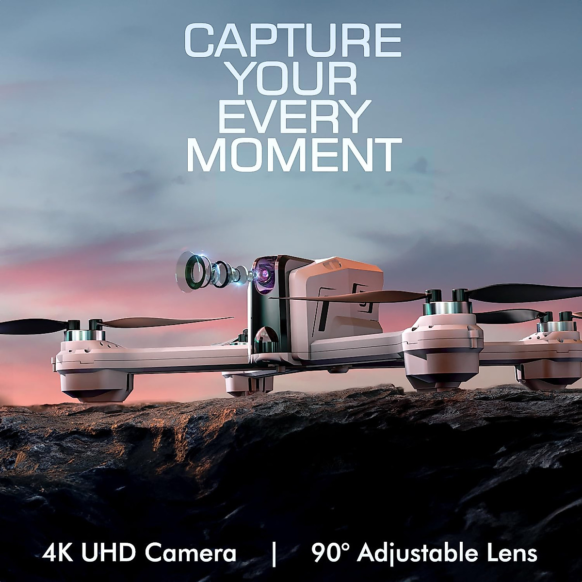 BEZGAR Drone with Camera for Adults 4K, RC Quadcopter with Brushless Motor, Optical Flow Positioning, Auto Hover, One Key Start/Land, 2 Rechargeable Batteries, FPV 5G Drones for Adults, BD102