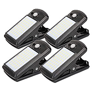 4 Pack Solar Motion Sensor Security Umbrella Light,Clip on Lights Outdoor with 40 LED,2 Modes Wireless Waterproof for Patio Wall Garage Hiking Camp Tent Portable Emergency Lighting