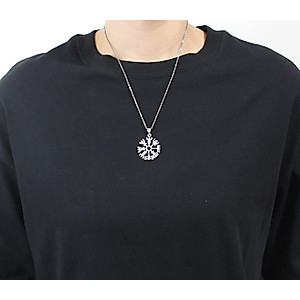 COSUMOSU 925 Sterling Silver Viking Compass Vegivisir pendant for Men Women