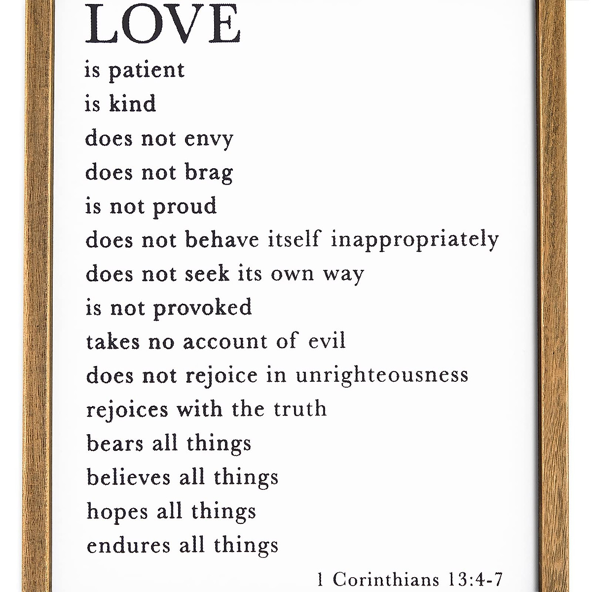 Farmlyn Creek Christian Religious Scripture Wall Art Decor, 1 Corinthians 13 4-7, Rustic Style Home Decorations (11.75 x 15 In)