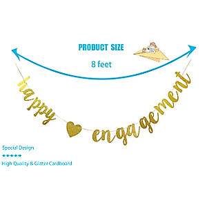 YaFeiDa Happy Engagement Banner Future Mr & Mrs Banner for Engagement Bridal Shower Bride and Groom Party Decorations Pre-Strung Sign (Gold) (SKA-NB024)