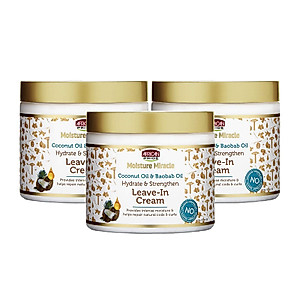 African Pride Moisture Miracle Coconut Oil & Baobab Oil Leave-In Cream - Provides Intense Moisture & Helps Repair Natural Coils & Curls, Hydrates & Strengthens, 15 oz (3 Pack)