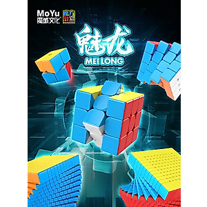 CFMOUR Speed Cube 3x3x3 - Moyu Meilong 3C, Stickerless Magic Cube 3x3, Fast Smooth Turning Vivid Colour 3D Puzzle Brain Toy Travel Games, Turns Quicker Than Original